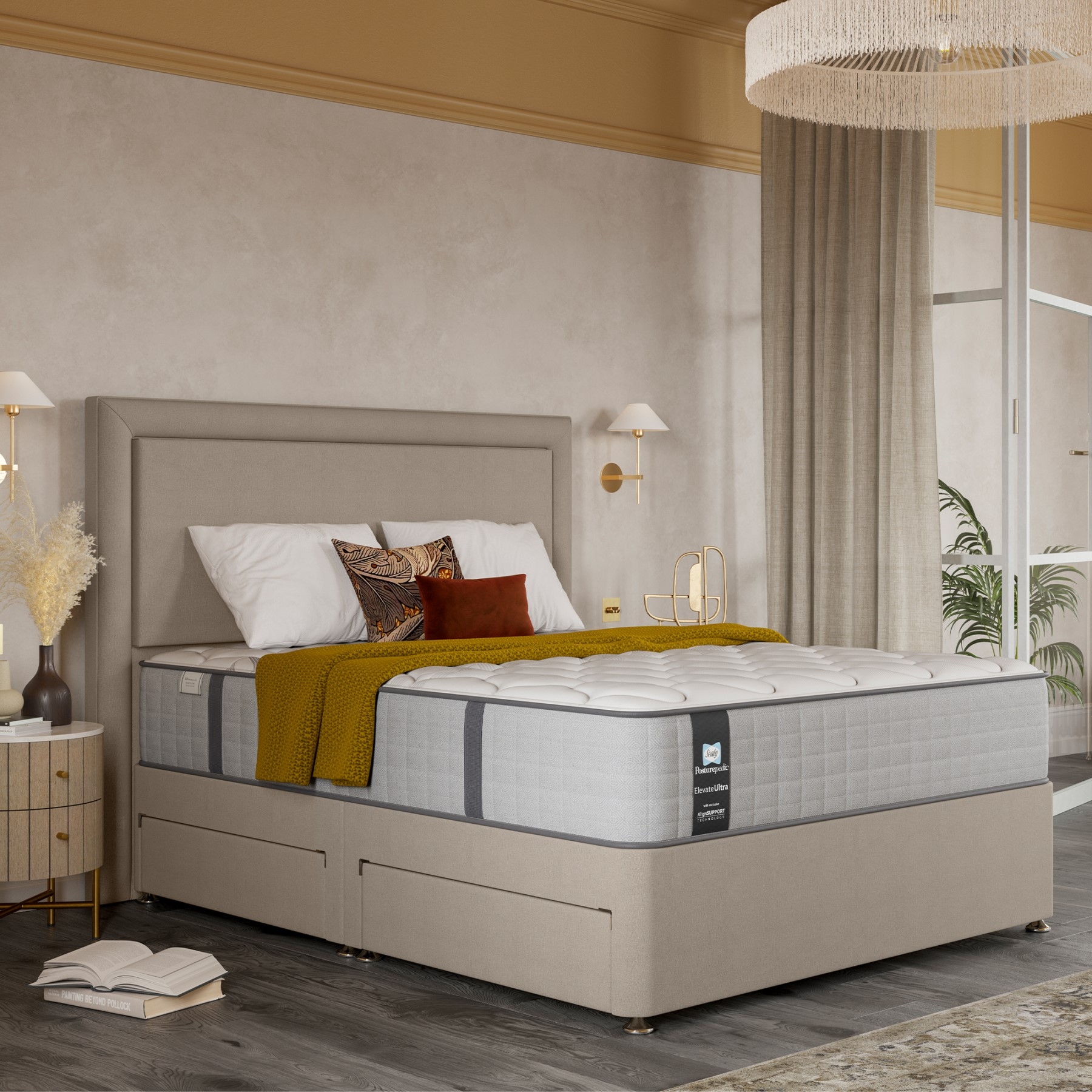 Sealy Fleming Firm 6'0 Platform Top Divan Set - 1 Piece Mattress ...