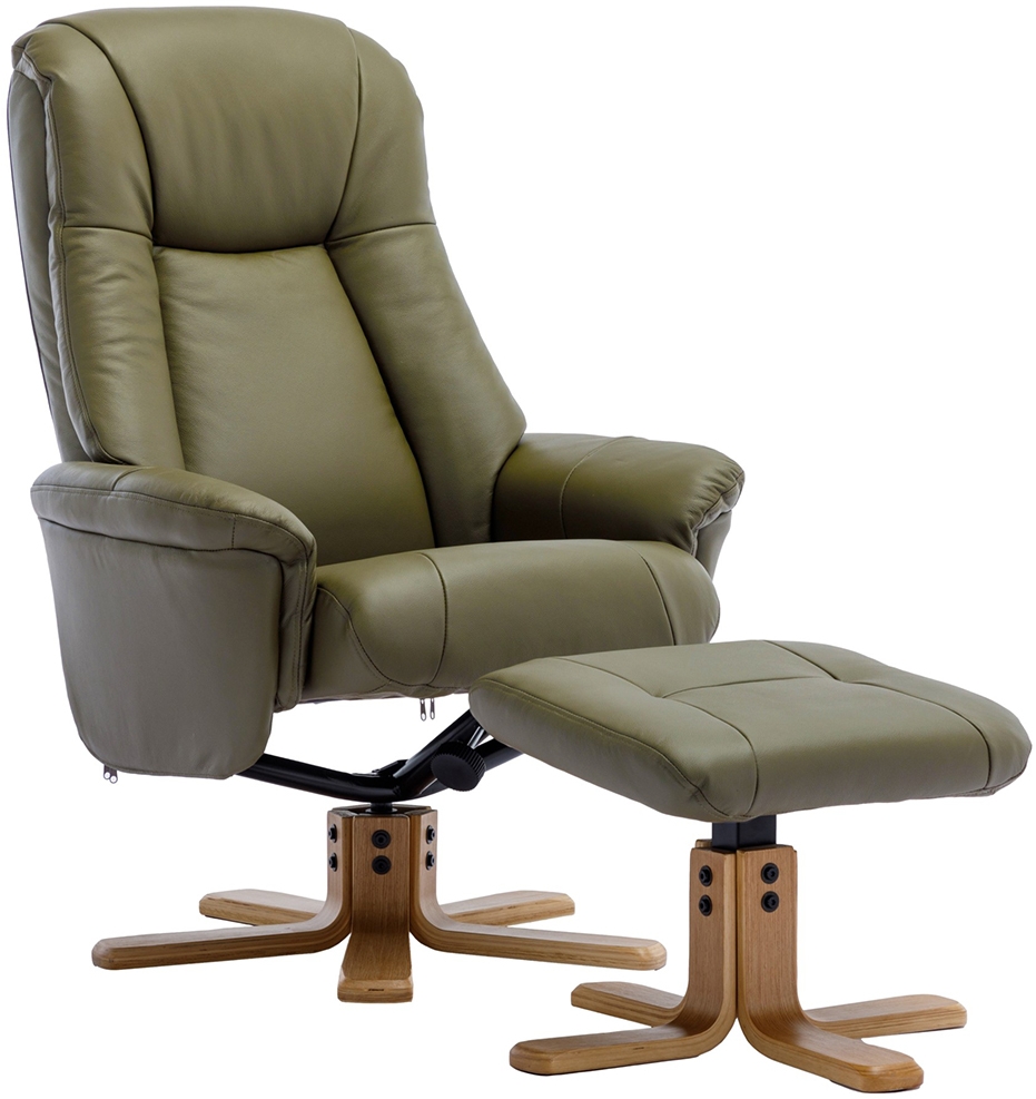 Fairway Furniture Maui Swivel Recliner Chair and Stool Set-Leather ...
