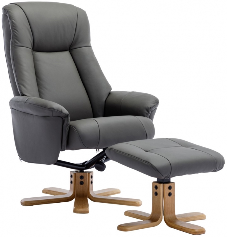 Fairway Furniture Maui Swivel Recliner Chair and Stool Set-Leather ...